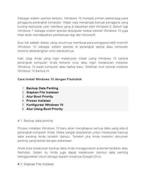 Cara Install Windows 10 Dengan Flashdisk Pdf