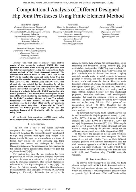 Pdf Computational Analysis Of Different Designed Hip Joint Prostheses