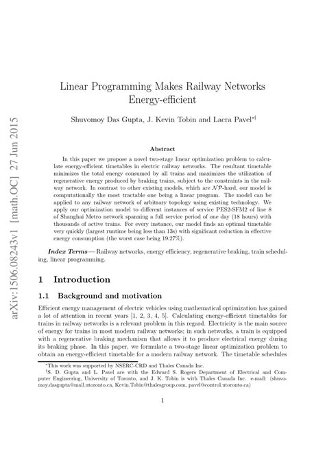 pdf linear programming makes railway networks energy efficient