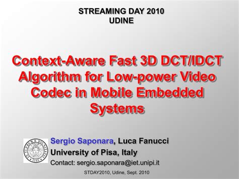 3d Dct For Video Coding