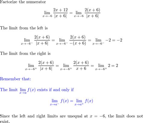 Find The Limit If It Exists If The Limit Does Not Exist E Quizlet