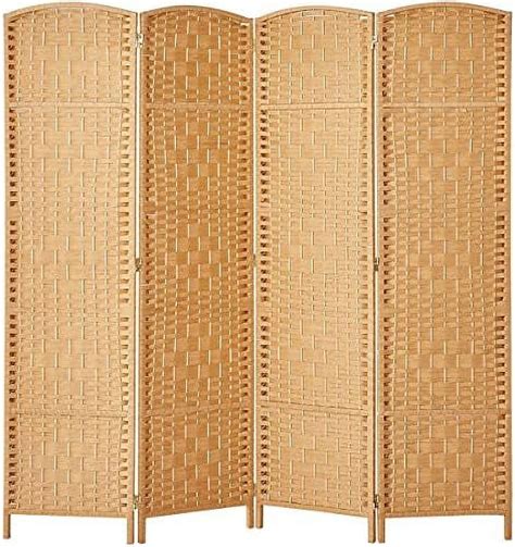 Rhf 6 Ft Tall 16 Wide Weave Fiber Room Divider Double Hinged 6 Panel Room Divider Screen Room
