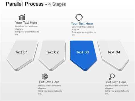 four step parallel process diagram powerpoint template slide