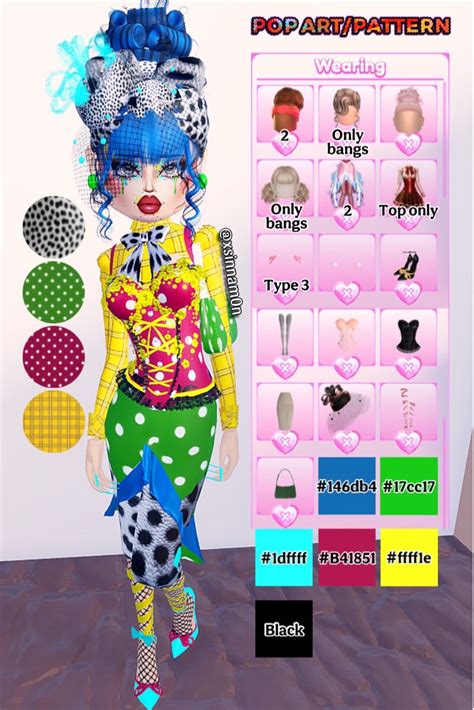 Dress To Impress Theme Pop Art Pattern Tutorial Pop Art Dti Outfit