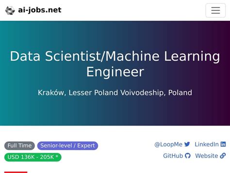 Hiring Data Scientistmachine Learning Engineer In Kraków Lesser Poland Voivodeship Poland