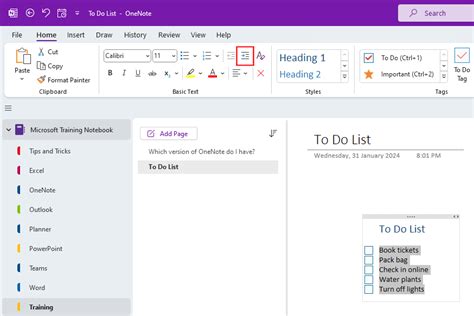 How To Create A To Do List In Onenote The Training Lady