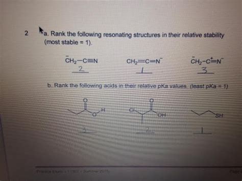 Solved 2 A Rank The Following Resonating Structures In