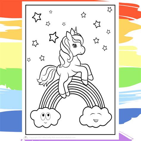 Unicorn And Rainbow Coloring Pages Printable