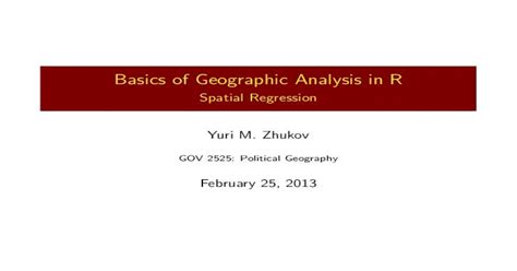 Pdf Basics Of Geographic Analysis In R · Basics Of Geographic Analysis In R Spatial Regression