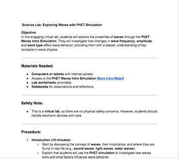 Science Lab Exploring Waves With PhET Simulation TPT