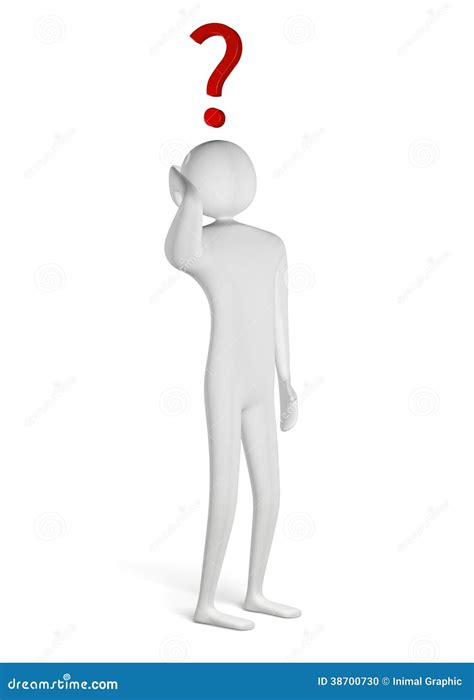 3d Man With Question Mark Above His Head Stock Illustration