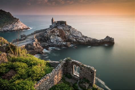 The Golden Hour In Porto Venere Classic View Castle On Cliff