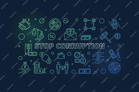 Premium Vector Stop Corruption Line Colored Horizontal Banner Vector