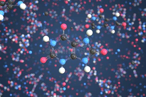 Uric Acid Molecule Made With Balls Conceptual Molecular Model