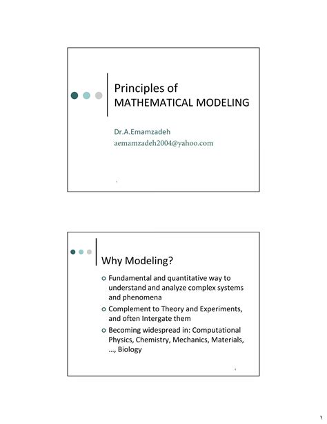 Mathematical Modeling Pdf Physics Science