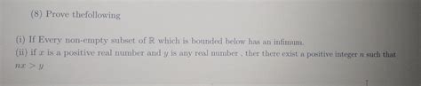Solved 8 Prove The Following I If Every Non Empty Subset