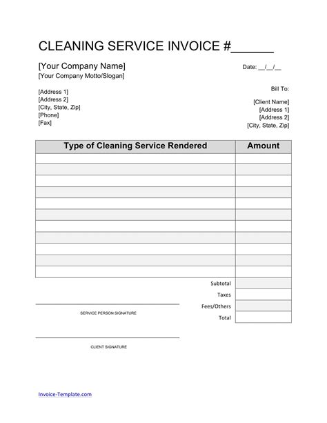 Cleaning Service Invoice Template