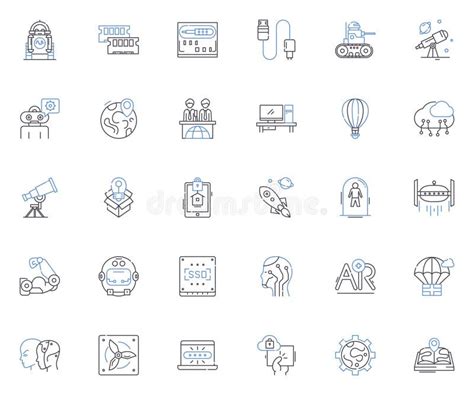 Digital Automation Line Icons Collection Efficiency Innovation Streamlining Optimization