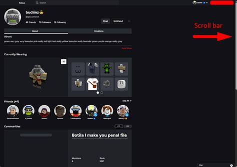 Scroll Bar Disappears When Choosing Cusomize Name Option In The Profile Dropdown Roblox