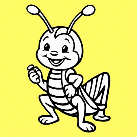 Premium Vector A Grasshopper Smiling Full Body Style Kawaii Simple