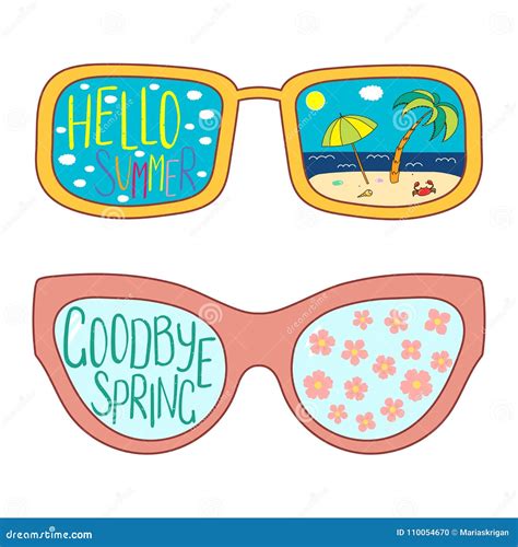 Spring Summer Glasses Stock Vector Illustration Of Botanical 110054670