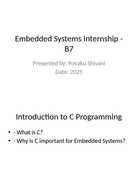 Embedded Systems Internship Presentation Pdf