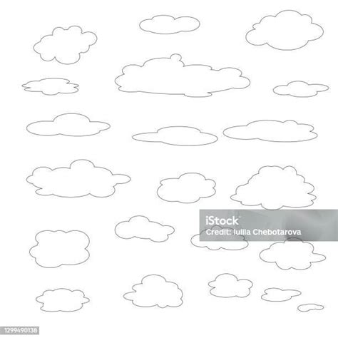 스케치 구름 집합입니다 사실적인 요소 플랫 스타일 벡터 일러스트레이션 구름에 대한 스톡 벡터 아트 및 기타 이미지 구름 구름 풍경 0명 Istock