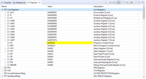 Ccstms320f28379s View Registers In Code Composer Studio Code