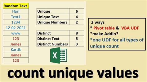 How To Count Unique Values In Excel Count Unique Or Distinct