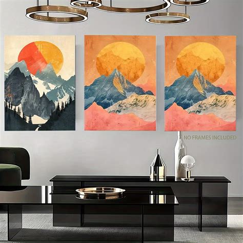 2d Flat 3pcs Home Decor Wall Art 2d Flat Frameless Abstract Sunset