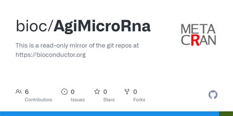 Github Bioc Agimicrorna This Is A Read Only Mirror Of The Git Repos At Https Bioconductor Org