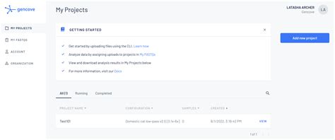 How To Create A New Project Gencove