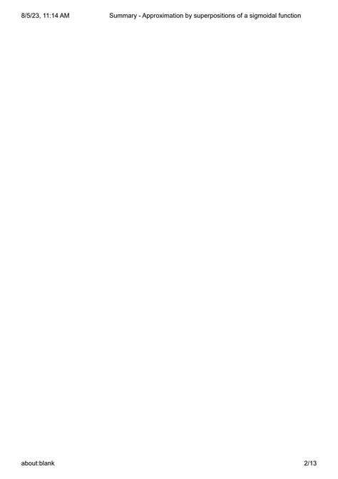 solution summary approximation by superpositions of a sigmoidal