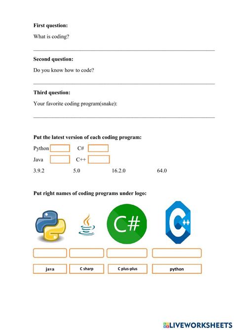 computer science online activity live worksheets