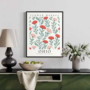 Ohio State Flower Ohio Flower Market Art Print Scarlet Carnation 1960