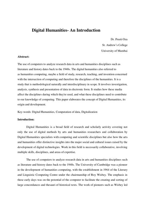 Pdf Digital Humanities An Introduction