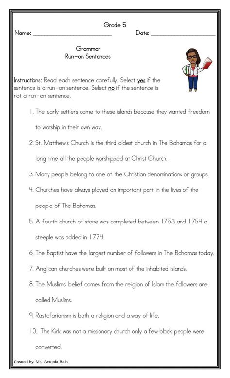 Work On Writing Run On Sentences Worksheet