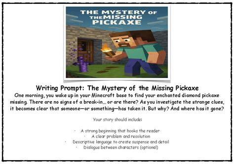 Minecraft Narrative Writing Adventure Pack Story Prompts Planners