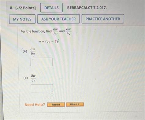 Solved For The Function Find Uw And Vw W Uv A Chegg Com