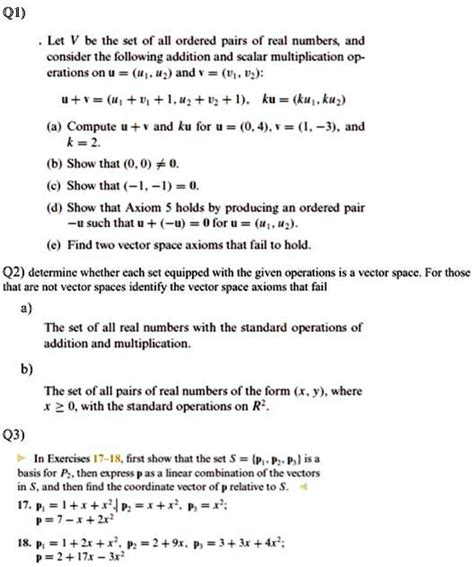 solved q1 let v be the set ol all ordered pairs of real numbers and
