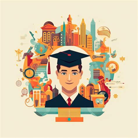 Premium Ai Image Graduation Concept Illustration Flat Vector Art Flat Icon Ai Generated