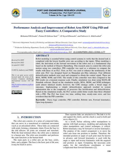 Pdf Performance Analysis And Improvement Of Robot Arms 5dof Using Pid