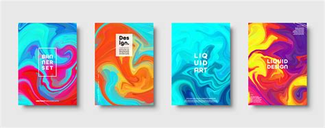 다채로운 추상 기하학적 배경 액체 동적 그라데이션 파도 유체 대리석 질감 현대적인 커버 세트 Eps10 벡터 3차원 형태에 대한 스톡 벡터 아트 및 기타 이미지 Istock