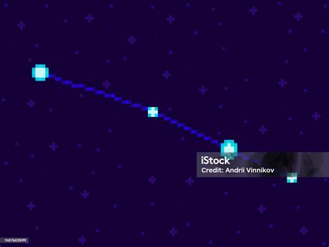 픽셀 아트 스타일의 뱀 별자리 복고풍 비디오 게임 스타일의 밤하늘에 있는 8비트 별 별과 은하의 클러스터 응용 프로그램 배너 및