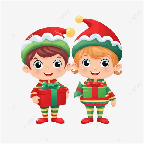선물을 가지고 거실에 있는 귀여운 크리스마스 엘프들 평면 디자인 크리스마스 선물 크리스마스 엘프 Png 일러스트 및 이미지 에 대한 무료 다운로드 Pngtree