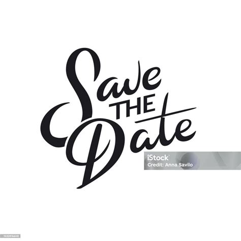 손으로 그린 브러시 레터링 현대 서예 스타일의 잉크 쓰기 날짜를 저장합니다 청첩장 장식을 위한 우아한 스크립트 철자를 텍스트로 작성한다 벡터 그림 벡터에 대한 스톡 벡터