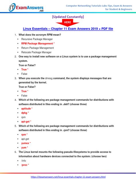 Linux Essentials Chapter 11 Exam Answers 2019 Pdf Pdf Software Engineering Unix