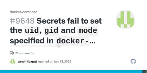 Secrets Fail To Set The `uid` `gid` And `mode` Specified In `docker