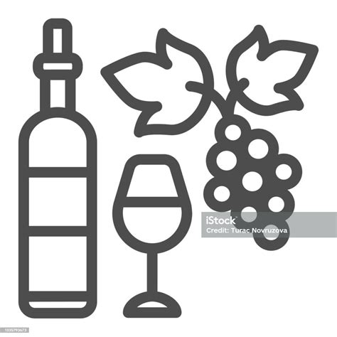 와인 병 유리 및 포도 라인 아이콘의 무리 와이너리 개념 흰색 배경에 전체 와인 잔 벡터 기호 모바일 개념 및 웹 디자인에 대 한 개요 스타일 아이콘 벡터 그래픽 10에