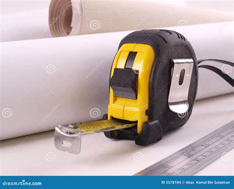 Steel Measuring Tape Ruler With Paper Rolls Stock Photo Image Of Rolls Architecture